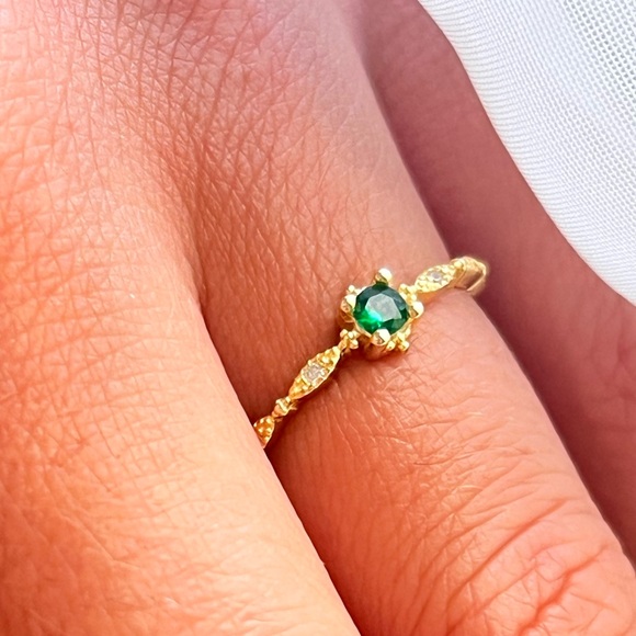 Jewelry | Dainty 14k Gp S925 Green Cz Ring | Poshmark